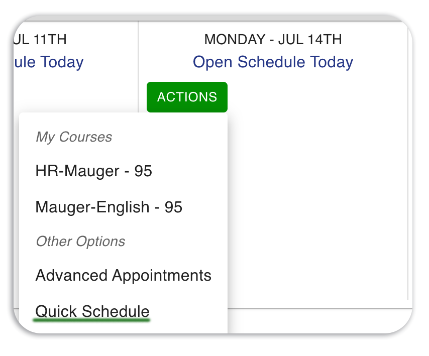 How to Quick Schedule – Enriching Students Support Desk